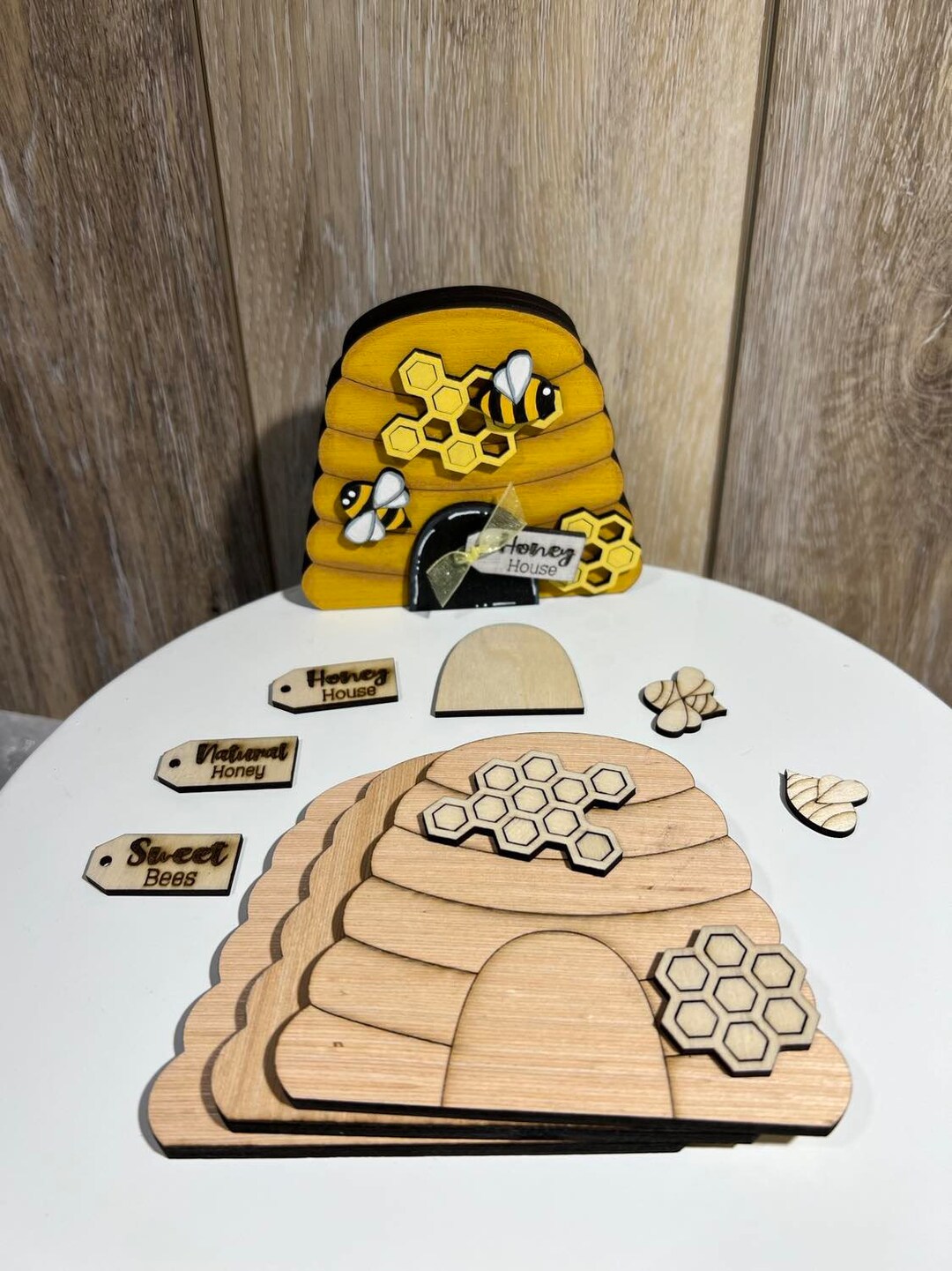 DIY Unfinished Chunky Beehive, Unfinished Beehive Shelf Sitter, Wood ...