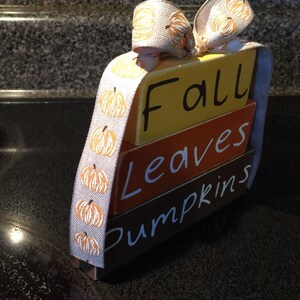 Fall Leaves Pumpkins Wood Stacking Blocks, Fall Leaves Pumpkins Decor ...