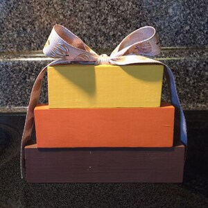 Fall Leaves Pumpkins Wood Stacking Blocks, Fall Leaves Pumpkins Decor ...