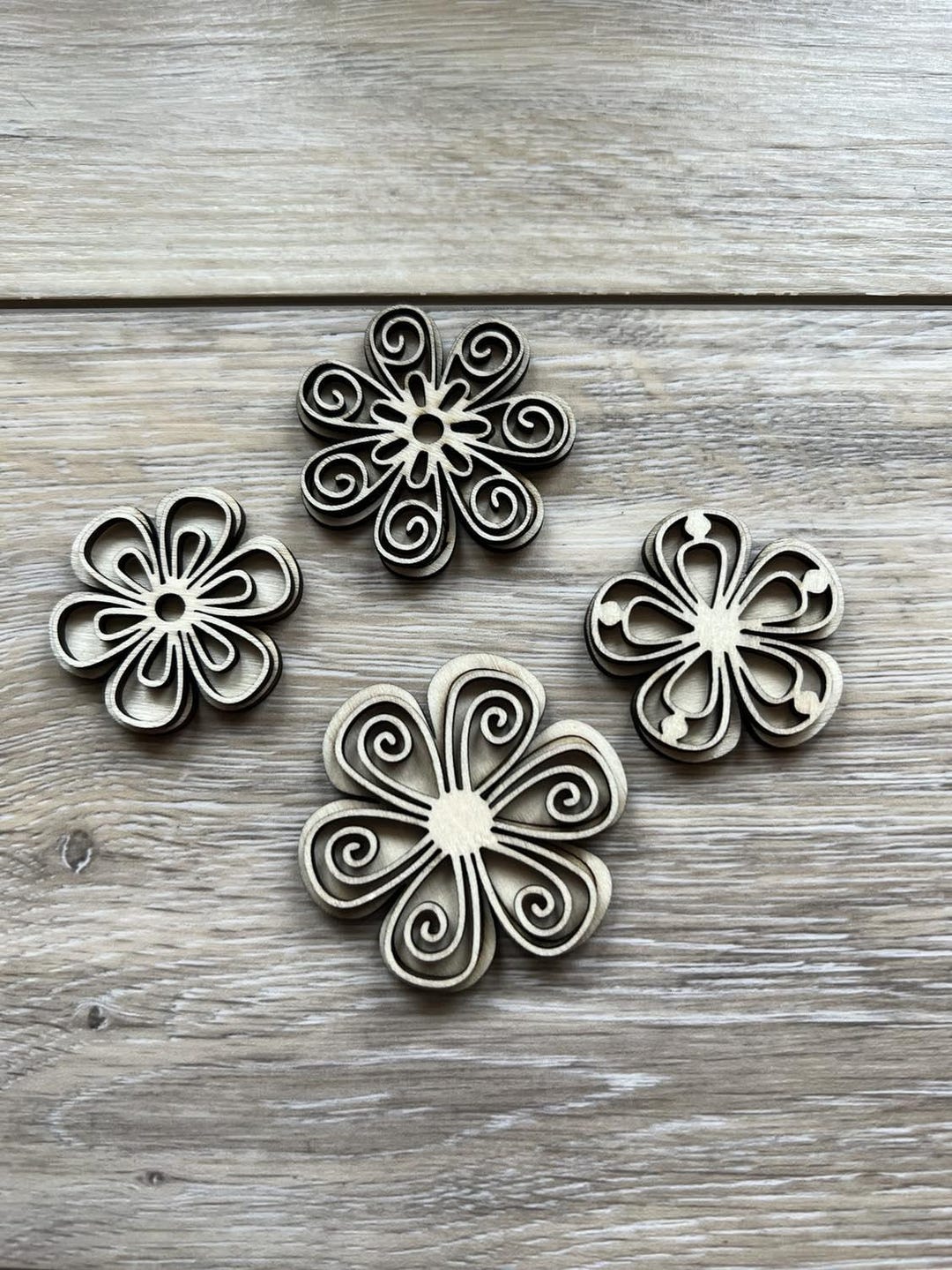 DIY Unfinished Flowers Blanks, Unfinished Wooden Flowers, DIY Wood ...