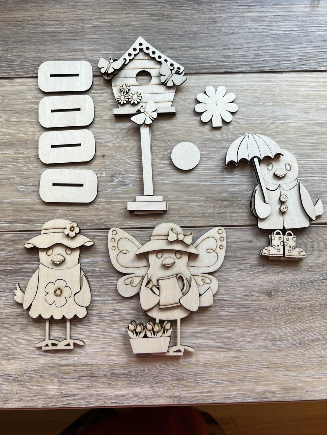 DIY Unfinished Wood Spring Birds, House or Interchangeable Bird Cage ...