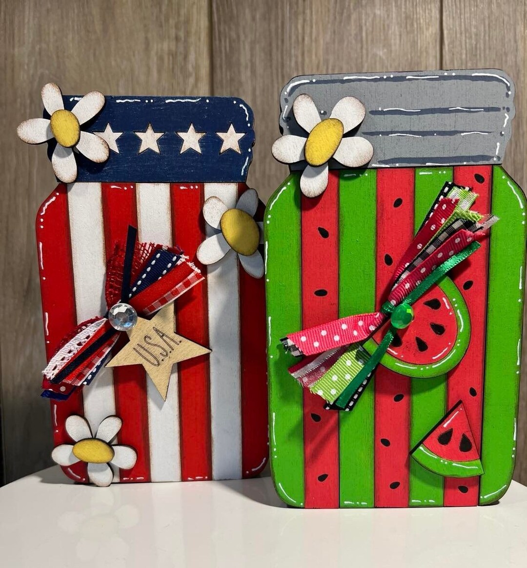 DIY Unfinished Mason Jar Kit, Unfinished Watermelon Mason Jar Kit ...