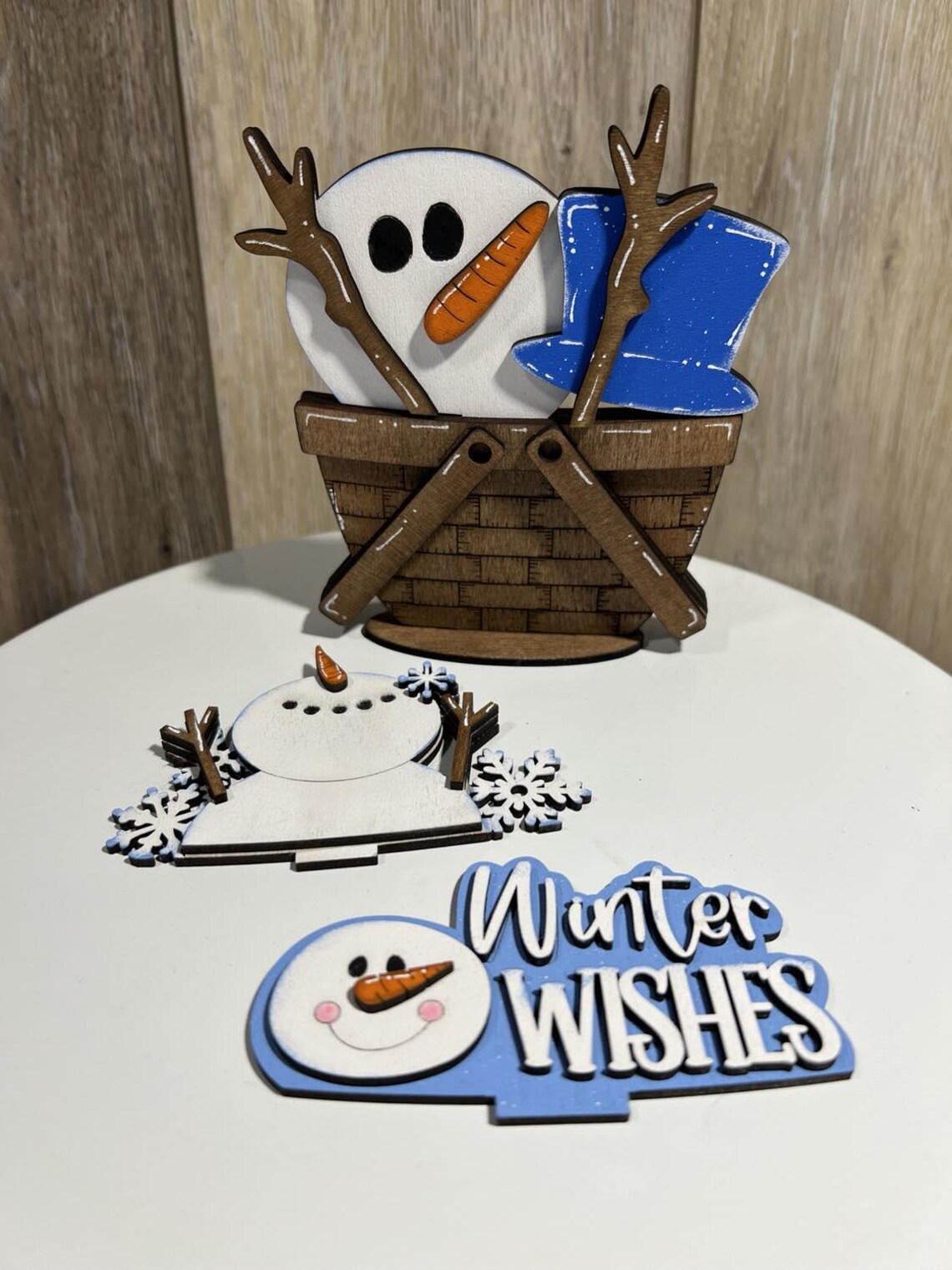 DIY Unfinished Winter Wishes Snowman Insert for Small Interchangeable ...