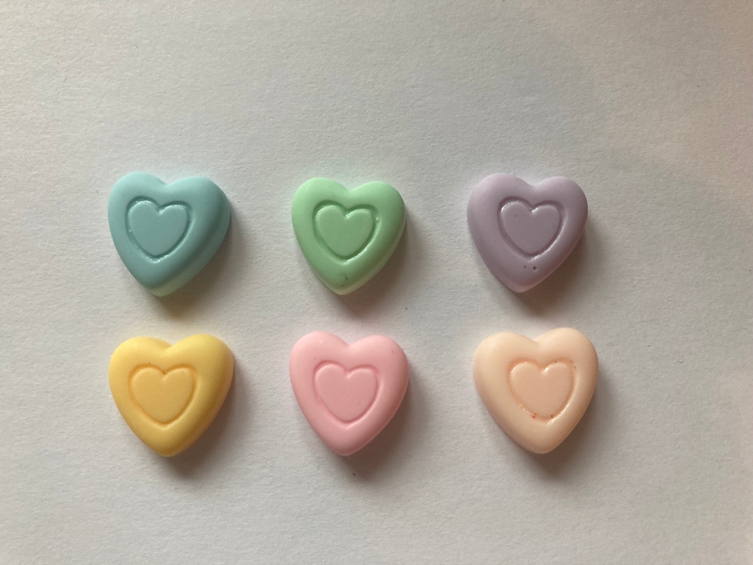 Fake Valentine Pastel Heart Cabochon, Pastel Etched Heart Cabochon ...