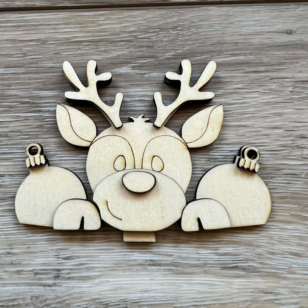 DIY Unfinished Reindeer With Ornaments Insert for Small Interchangeable ...