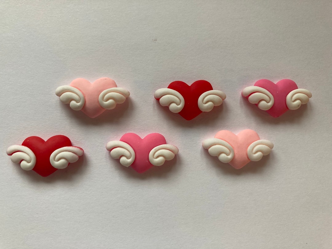 Valentine Heart With Wings Cabochons, Valentine Cabochon, Valentine ...