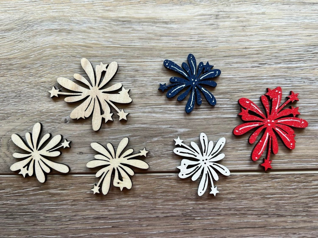 Wooden Fireworks, DIY Unfinished Wood Fireworks, Unfinished Set of 3 ...