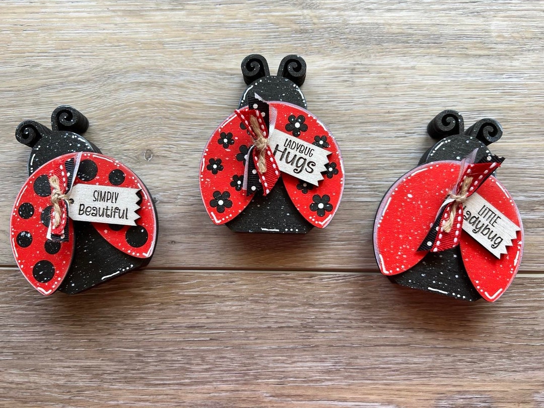 DIY Unfinished Chunky Ladybug, Unfinished Ladybug Shelf Sitter, Wood ...