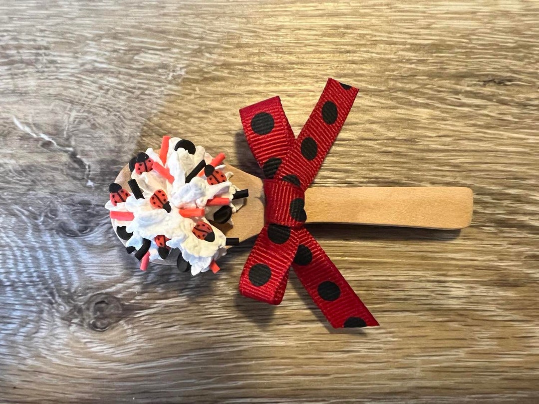 Lady Bug Theme Mini Wooden Spoon, Mini Wood Spoon, Ladybug Wooden Spoon ...