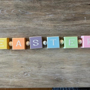 Easter Wood Block Garland, Easter Tiered Tray Decor, Easter Wood Blocks ...