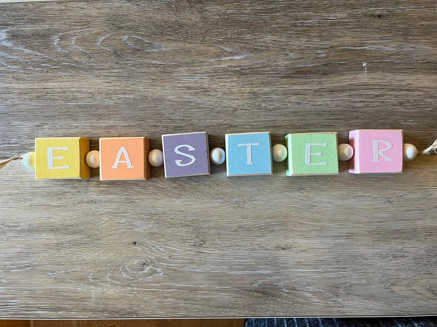 Easter Wood Block Garland, Easter Tiered Tray Decor, Easter Wood Blocks ...