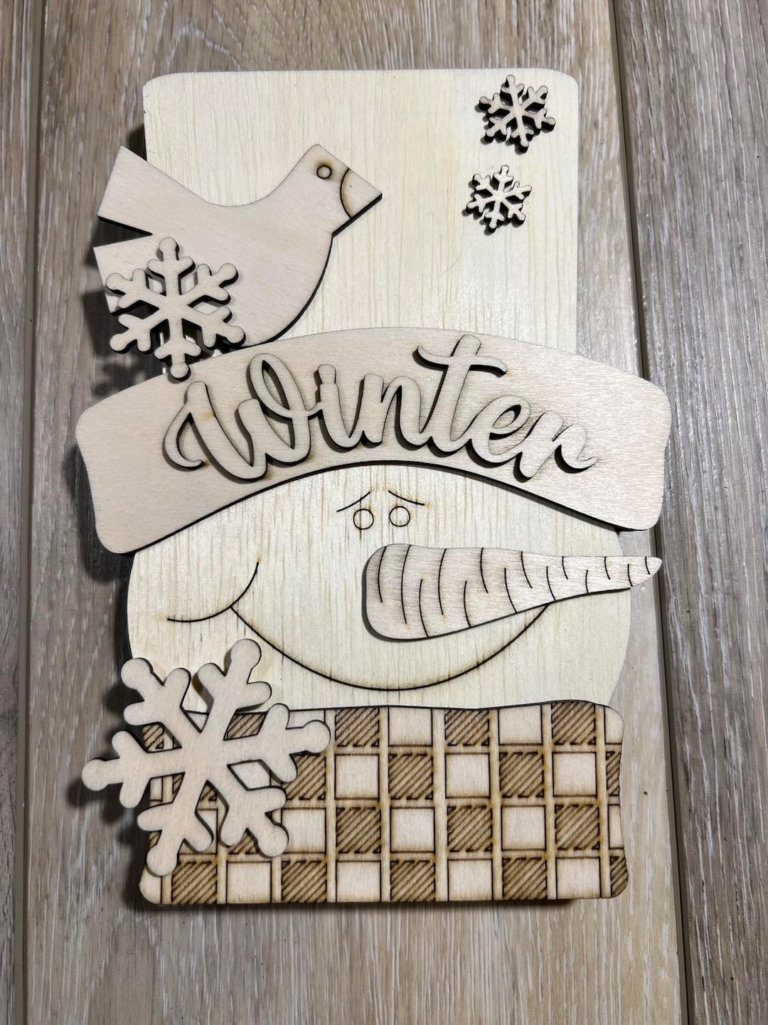 DIY Unfinished Chunky Snowman, Unfinished Snowman Shelf Sitter, Wood ...