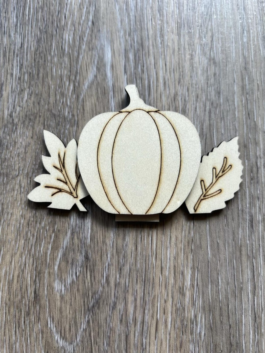 DIY Unfinished Pumpkin With Leaves Blank, DIY Wood Pumpkin With Leaves ...