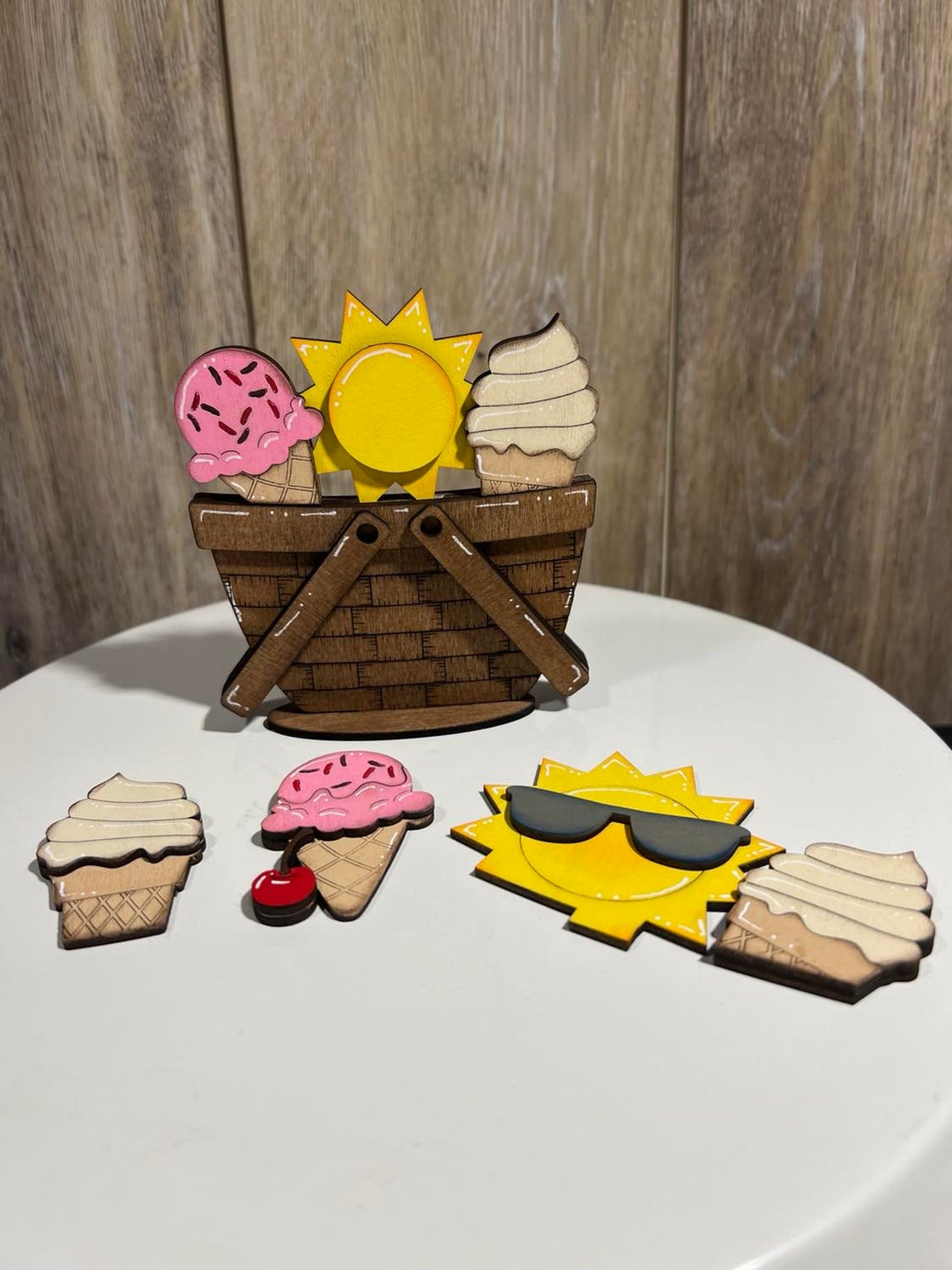 DIY Unfinished Sun and Ice Cream Insert for Small Interchangeable ...
