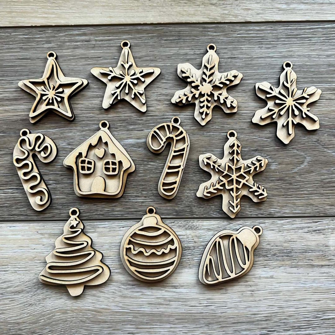 Unfinished DIY Wood Cookie Cut Out Ornaments, Wood Cookie Cut Out ...