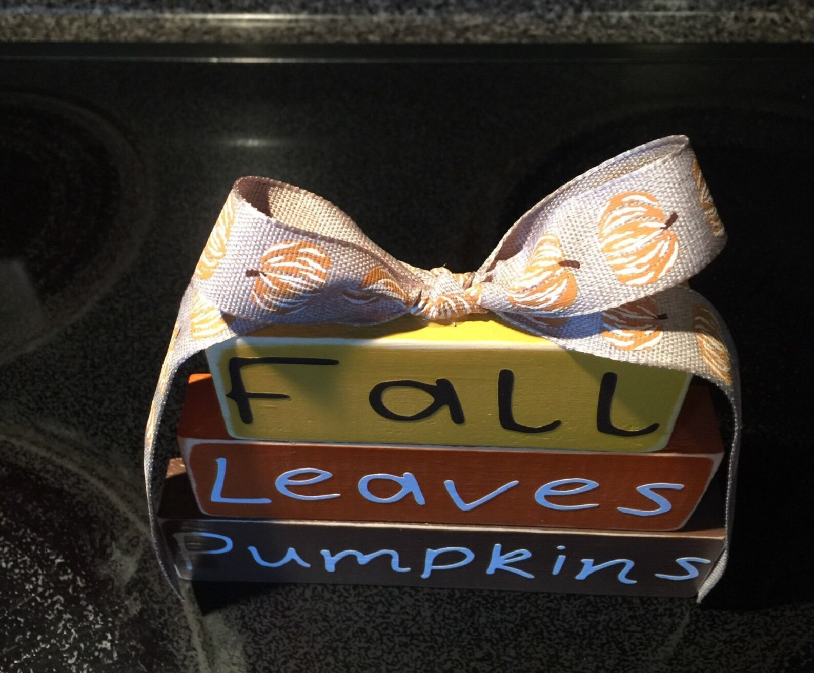 Fall Leaves Pumpkins Wood Stacking Blocks, Fall Leaves Pumpkins Decor ...