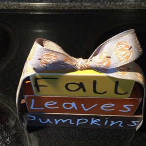 Fall Leaves Pumpkins Wood Stacking Blocks, Fall Leaves Pumpkins Decor ...