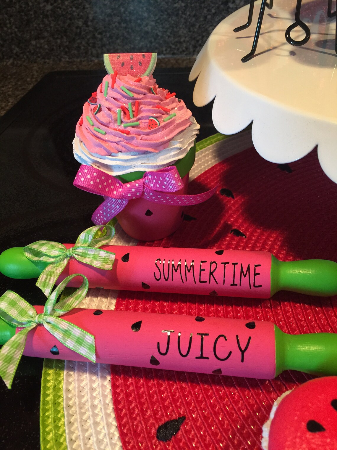 Watermelon Mini Rolling Pin, Watermelon Tier Tray Decor, Summer Decor ...