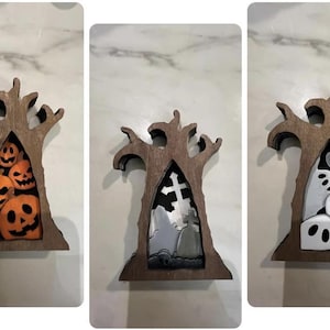 DIY Unfinished Chunky Wooden Layered Tree, Unfinished Wood Layered Tree ...