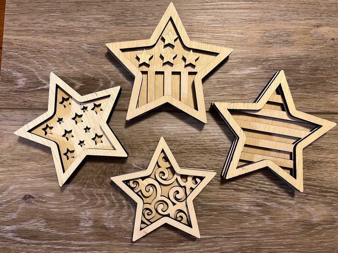 Unfinished Wooden Patriotic Stars, Unfinished Wood Stars, Unfinished ...