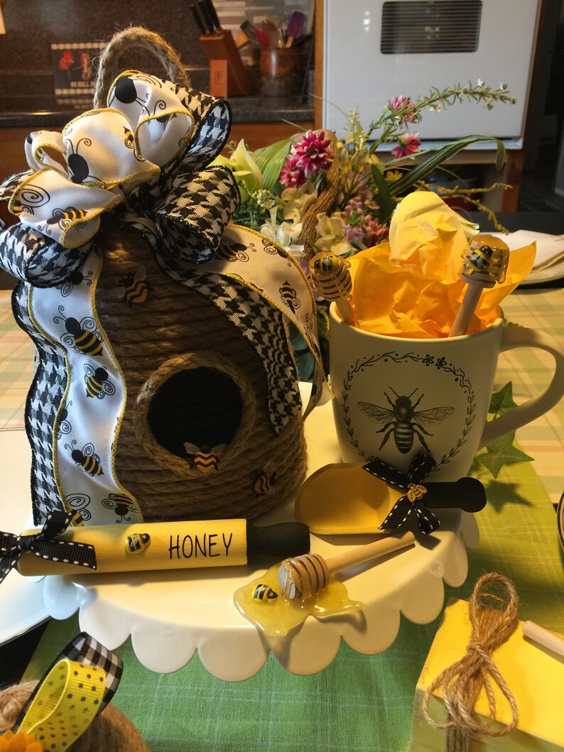 Bee Skep Bee Hive Bee Decor Tiered Tray Decor Spring - Etsy