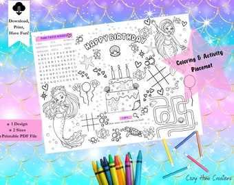 Easter Spring Birthday Party Coloring Placemat for Kids Instant ...