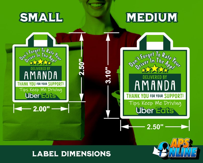 Personalized Uber Eats Labels - Delivery Bag Shaped Stickers - Food ...