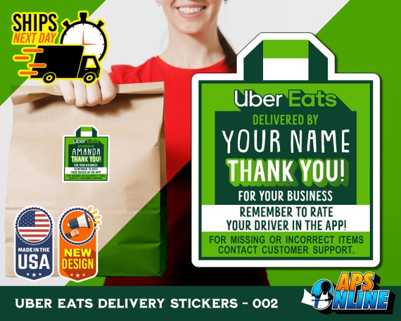 Personalized Uber Eats Labels Delivery Bag Shaped Stickers | Etsy