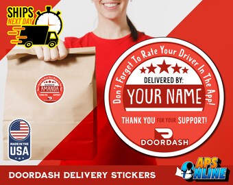 Doordash Themed Delivery 2x2 5 Stars Delivery Bag Stickers 20 Stickers ...