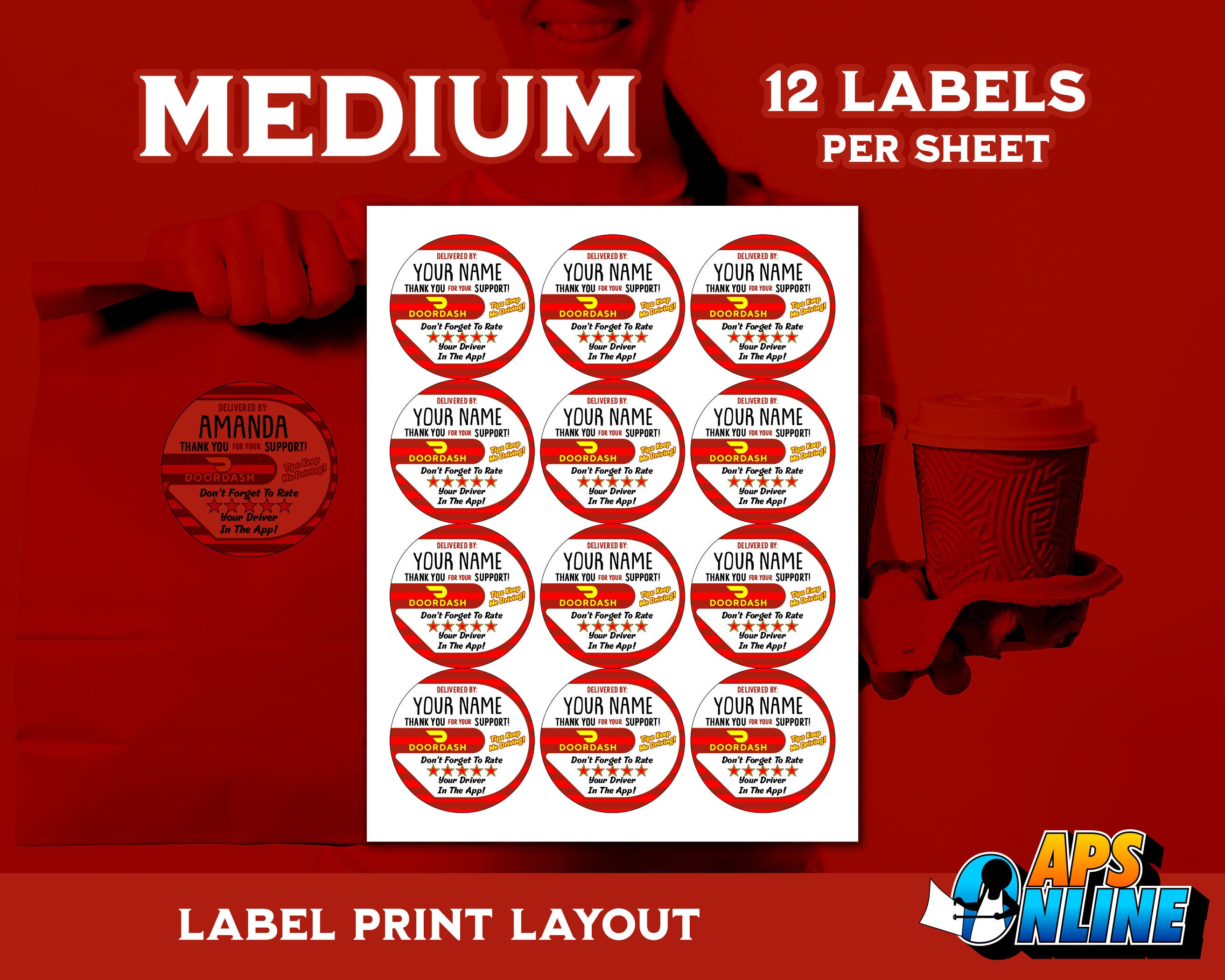 Personalized Doordash Labels Delivery Circle Stickers Food - Etsy