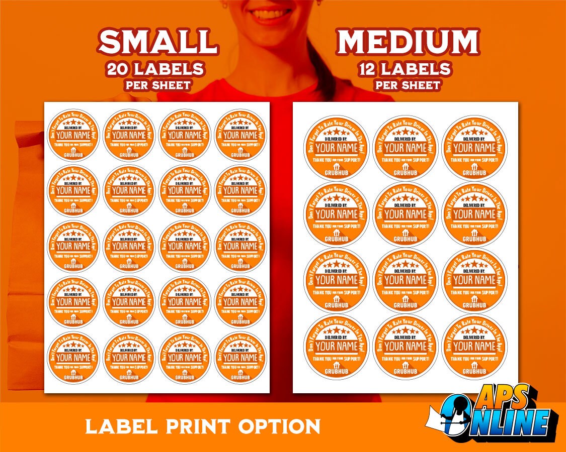 Personalized Grubhub Labels Delivery Circle Stickers Food - Etsy