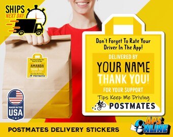 Personalized Doordash Labels Delivery Bag Shaped Stickers Food Delivery ...