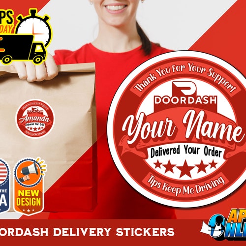 Personalized Doordash Labels Delivery Bag Shaped Stickers - Etsy