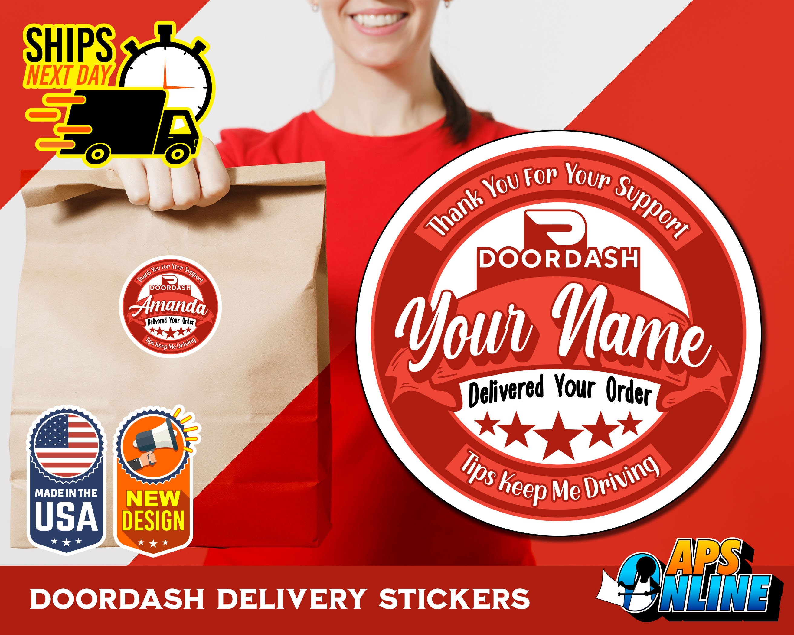 Personalized Doordash Labels Delivery Circle Stickers Food | Etsy