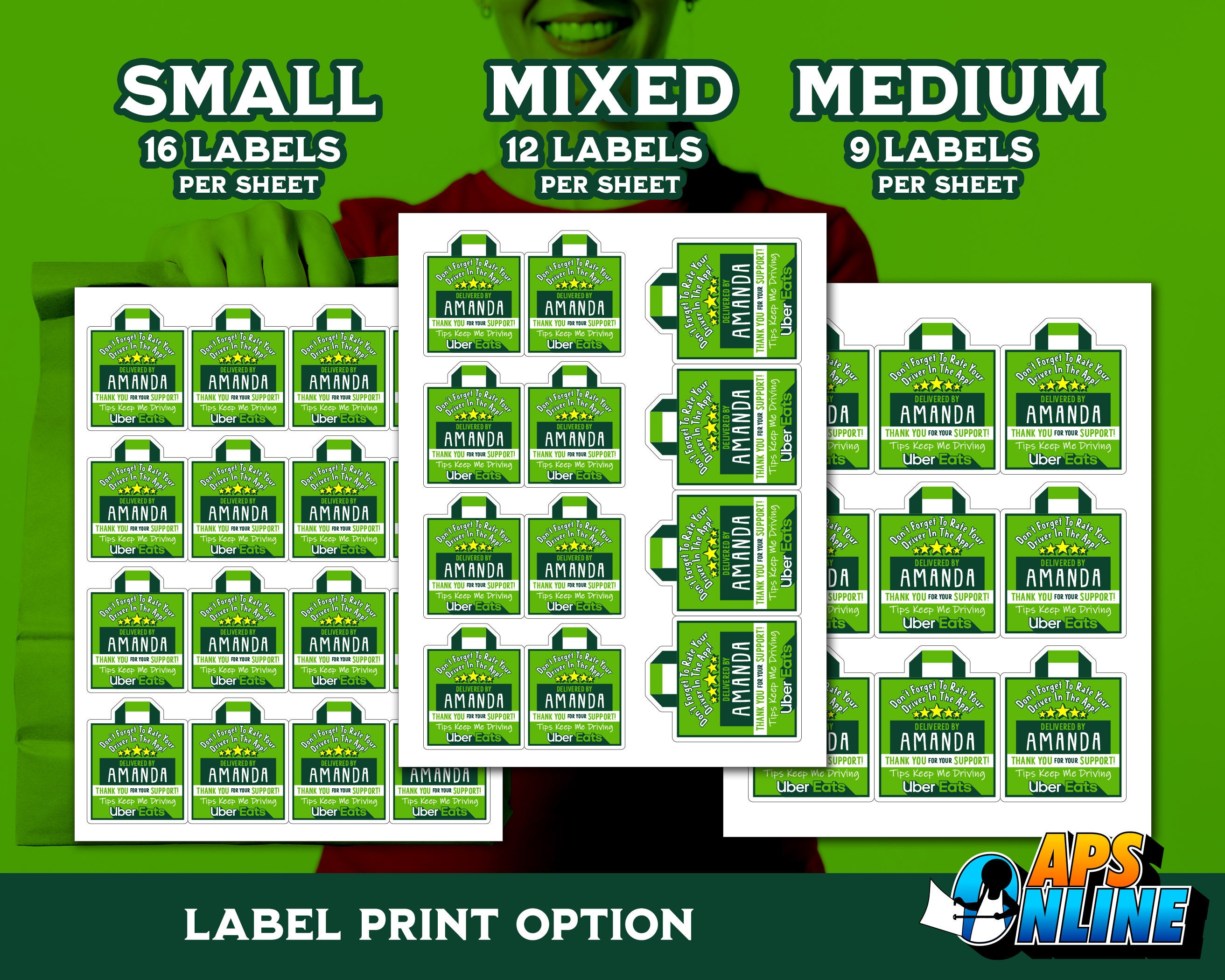 Personalized Uber Eats Labels Delivery Bag Shaped Stickers | Etsy