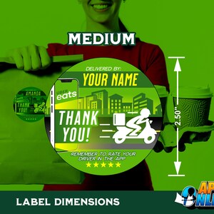 Personalized Uber Eats Labels - Delivery Circle Stickers - Food ...