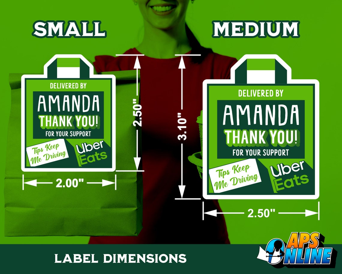 Personalized Uber Eats Labels Delivery Bag Shaped Stickers | Etsy