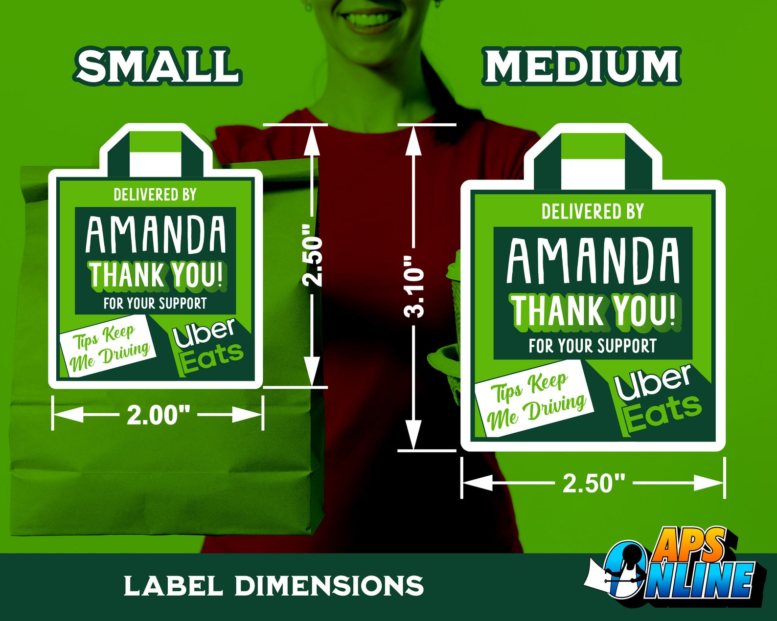 Personalized Uber Eats Labels - Delivery Bag Shaped Stickers - Food ...