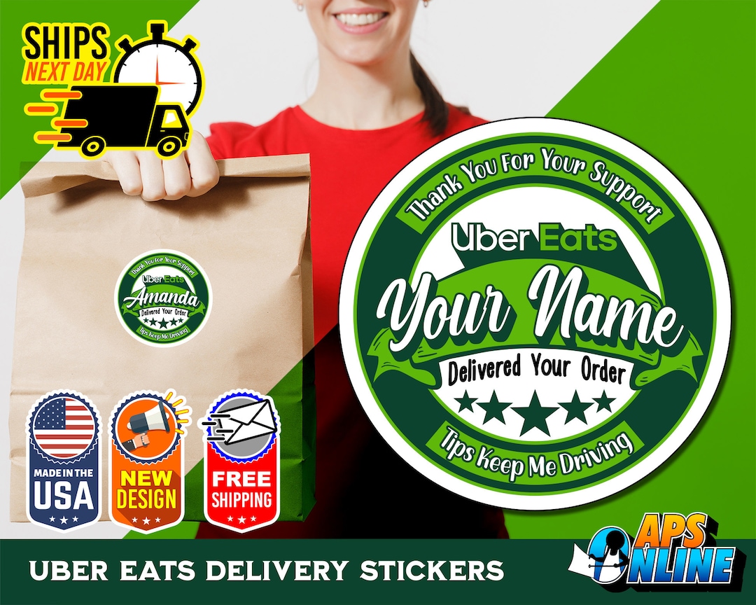 Personalized Uber Eats Labels - Delivery Circle Stickers - Food ...