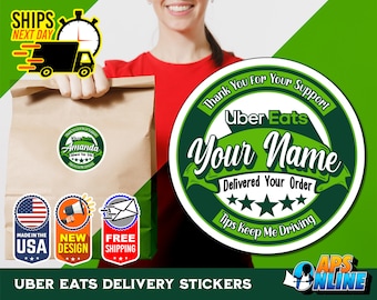 Personalized Uber Eats Labels - Delivery Circle Stickers - Food ...