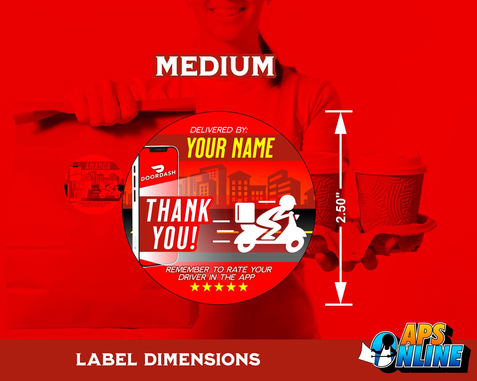 Personalized Doordash Labels Delivery Circle Stickers Food - Etsy