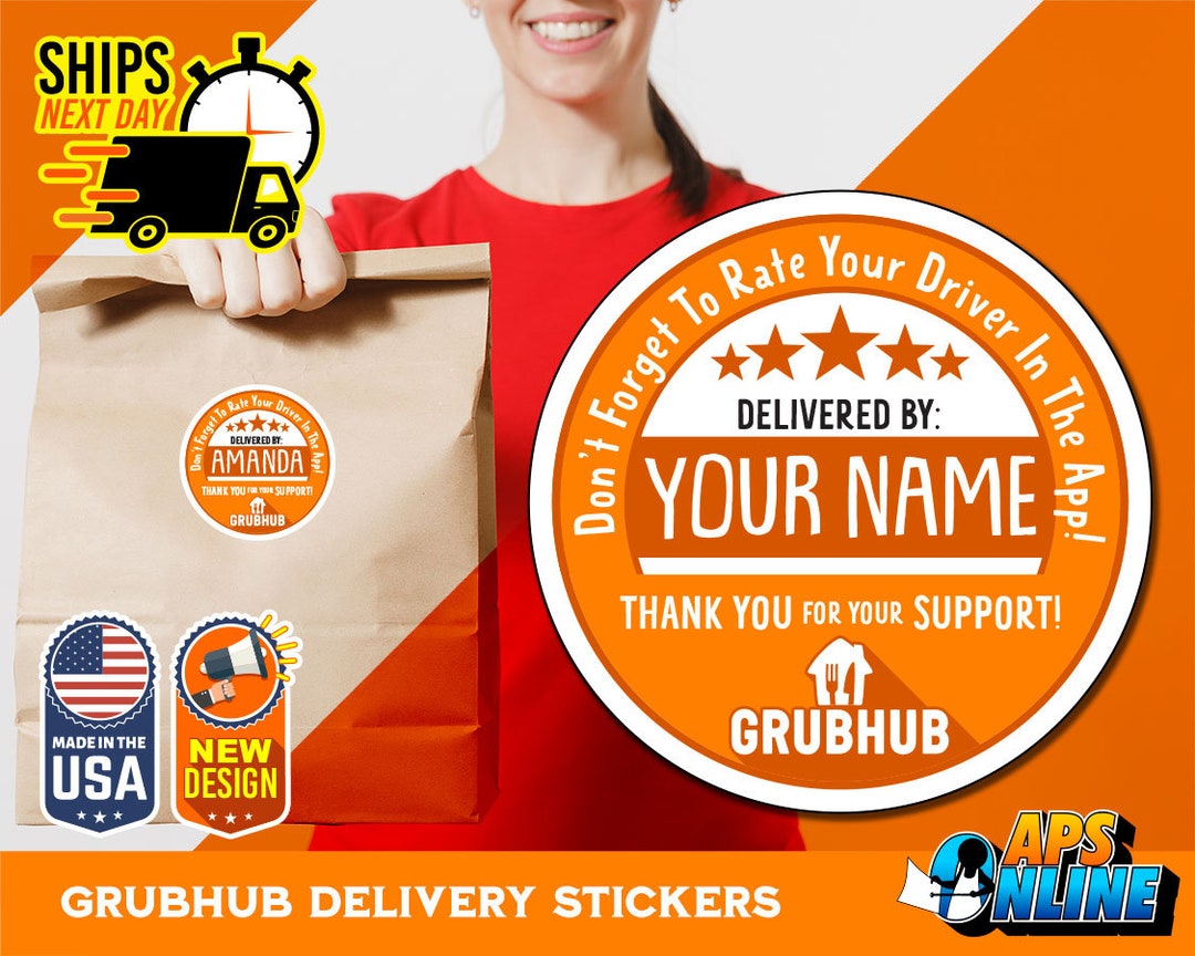 Personalized Grubhub Labels Delivery Circle Stickers Food Delivery - Etsy