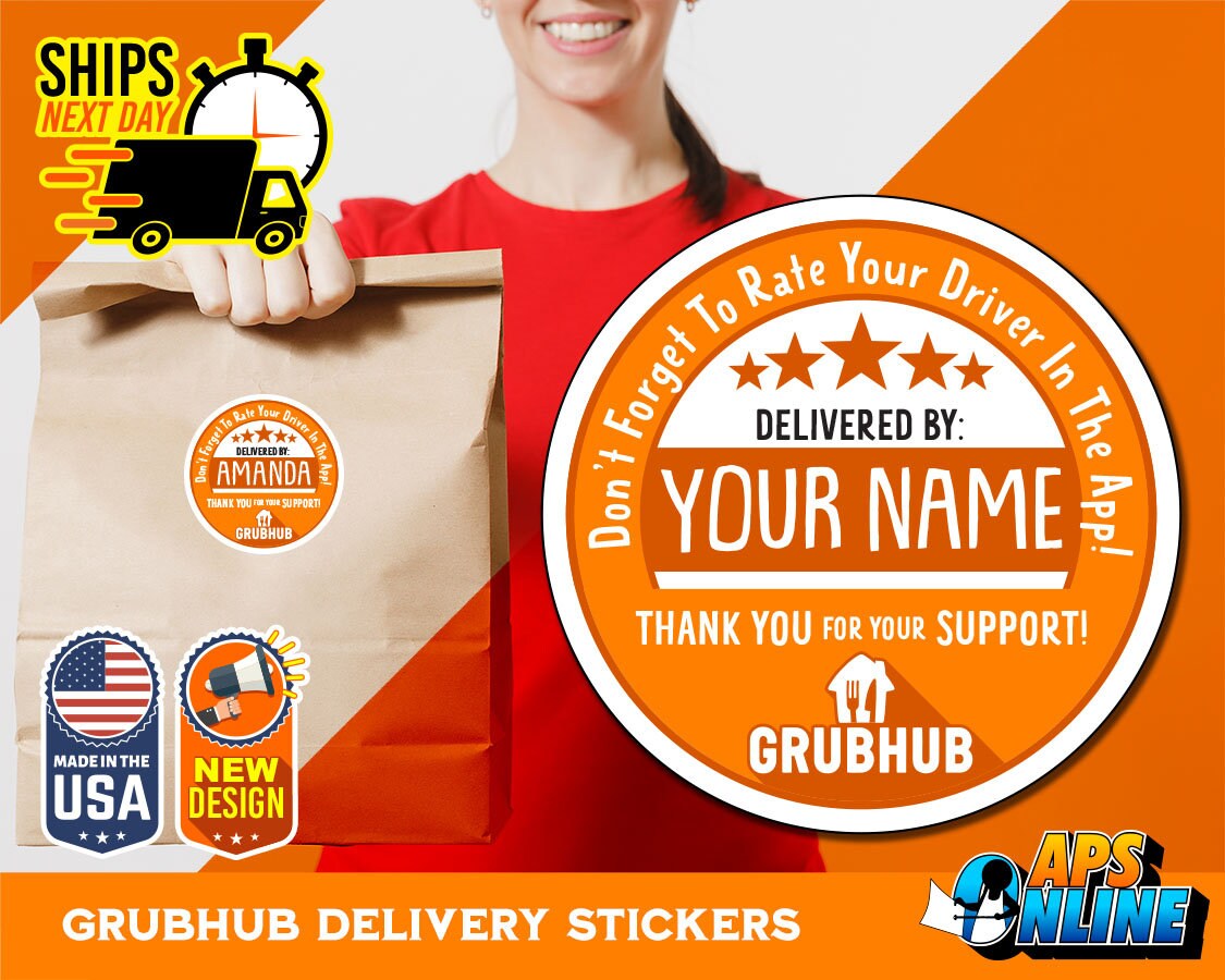 Personalized Grubhub Labels Delivery Circle Stickers Food - Etsy