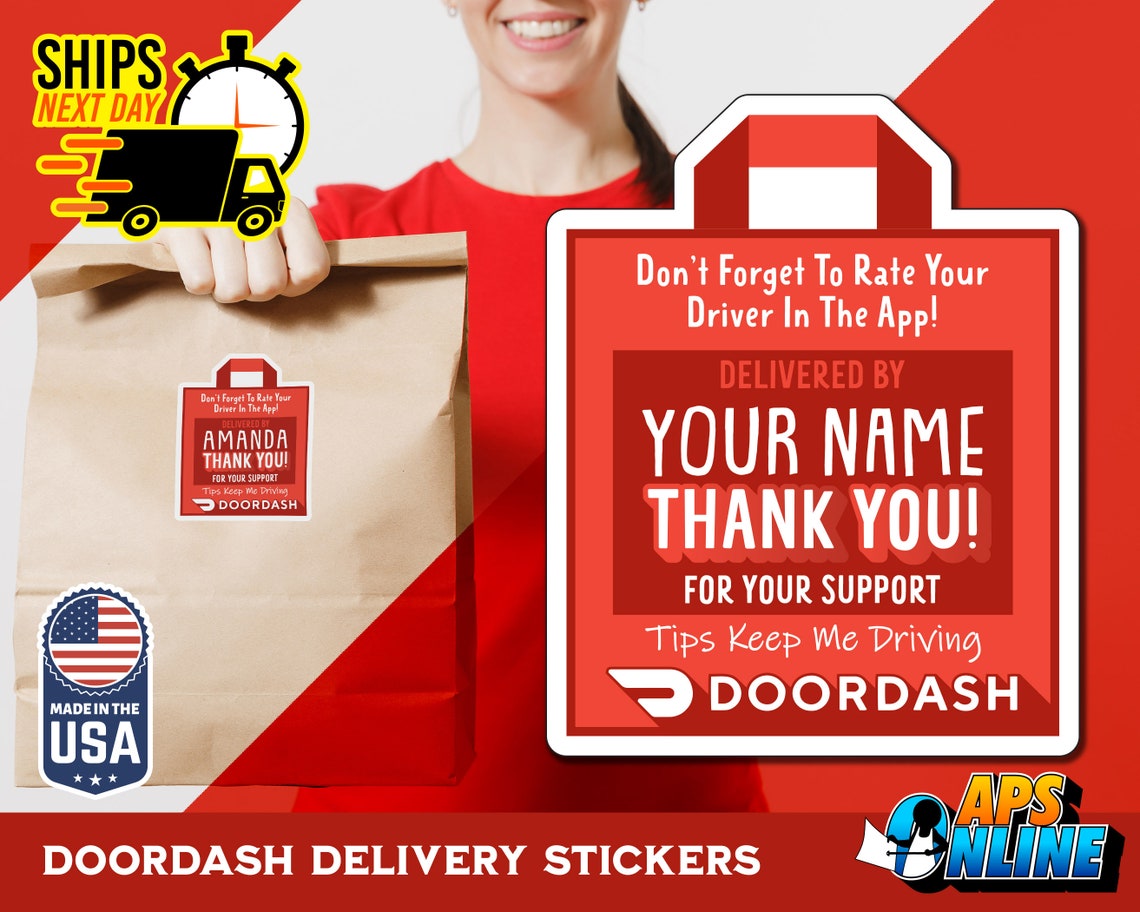 Personalized Doordash Labels Delivery Bag Shaped Stickers | Etsy