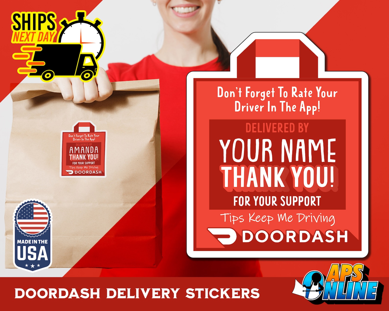 Personalized Doordash Labels Delivery Bag Shaped Stickers | Etsy