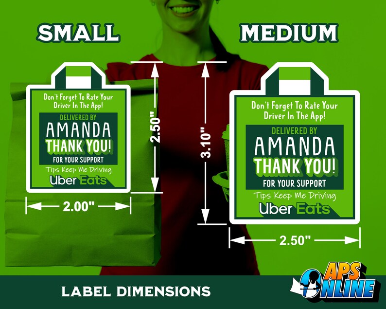 Personalized Uber Eats Labels Delivery Bag Shaped Stickers - Etsy