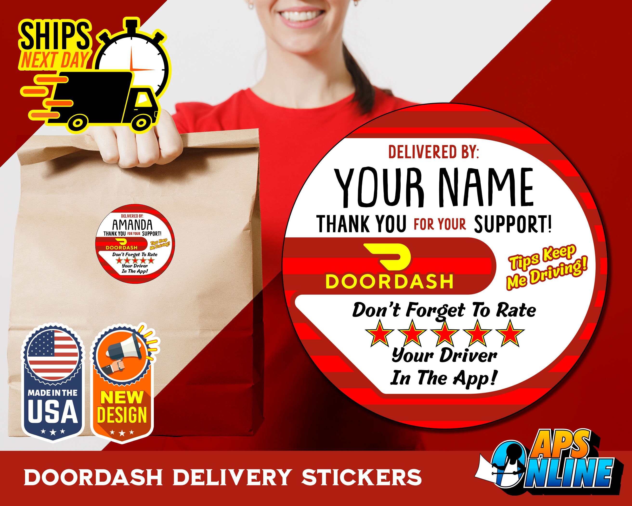 Personalized Doordash Labels Delivery Circle Stickers Food - Etsy
