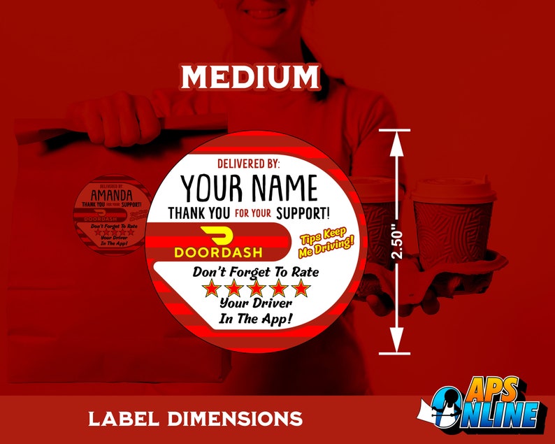 Personalized Doordash Labels - Delivery Circle Stickers - Food Delivery ...