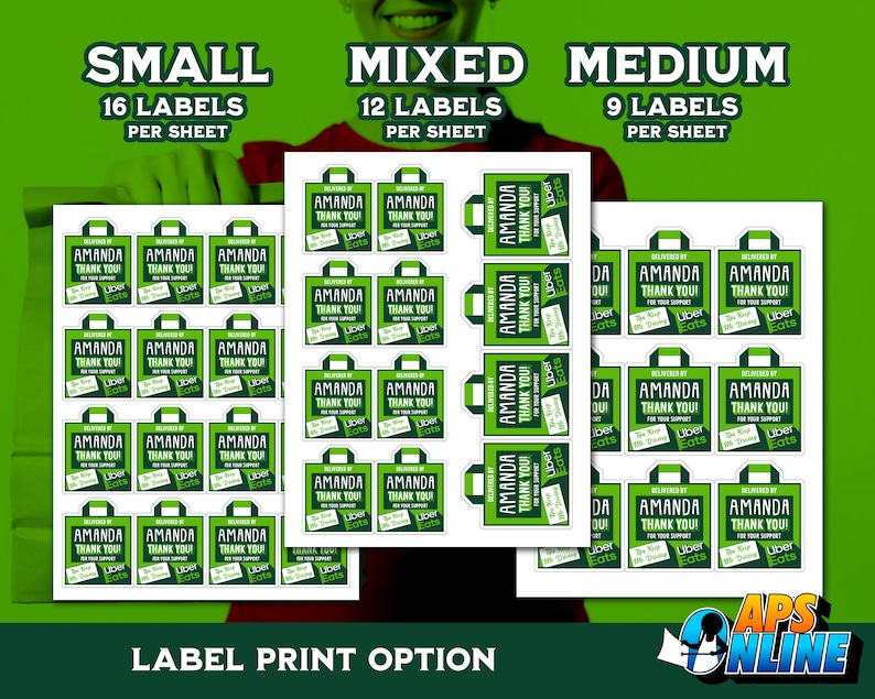 Personalized Uber Eats Labels - Delivery Bag Shaped Stickers - Food ...