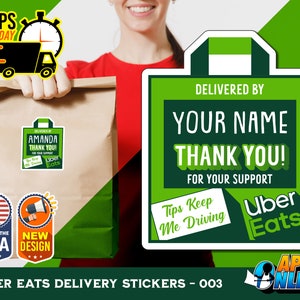 Personalized Uber Eats Labels - Delivery Bag Shaped Stickers - Food ...